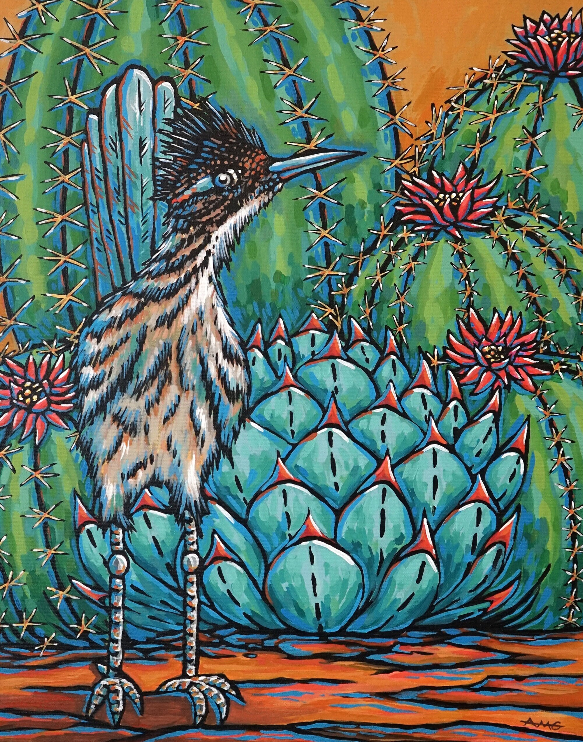 Roadrunner Cactus and Succulents Southwest Art Print - Etsy