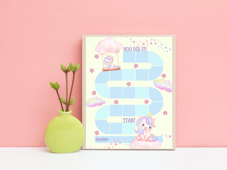 Unicorn Reward Chart Printable for Kids | Pastel Routine, Bedtime ...