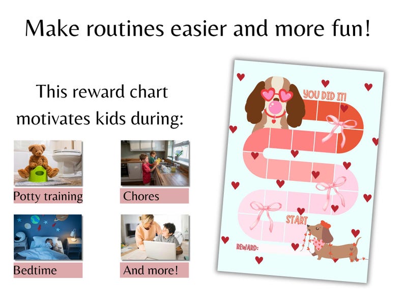 Valentine Reward Chart Printable for Kids – Puppy Love Behavior & Chore ...