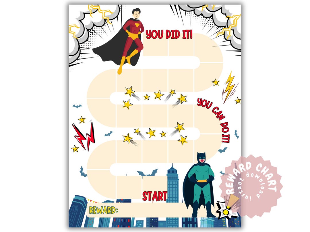 Superhero Reward Chart Printable for Kids | Behavior Chart, Potty ...
