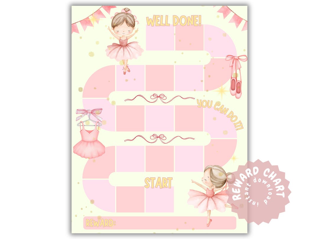 Ballerina Reward Chart Printable | Soft Pink Behavior Chart for Kids ...