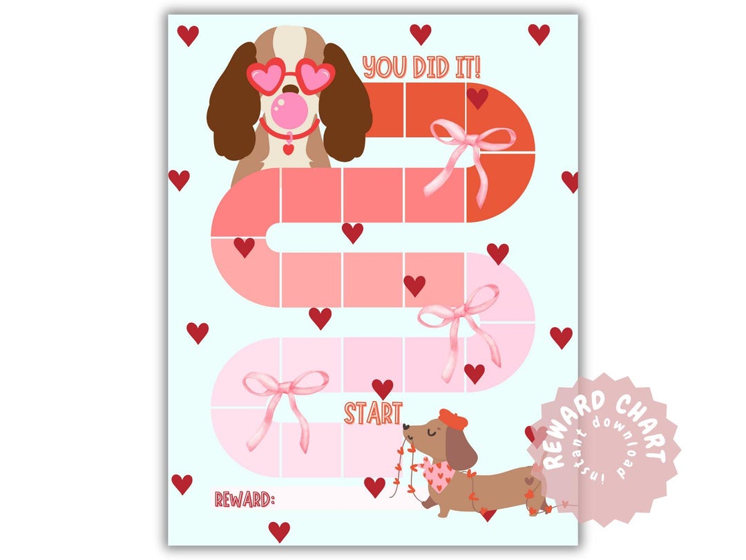 Valentine Reward Chart Printable for Kids – Puppy Love Behavior & Chore ...