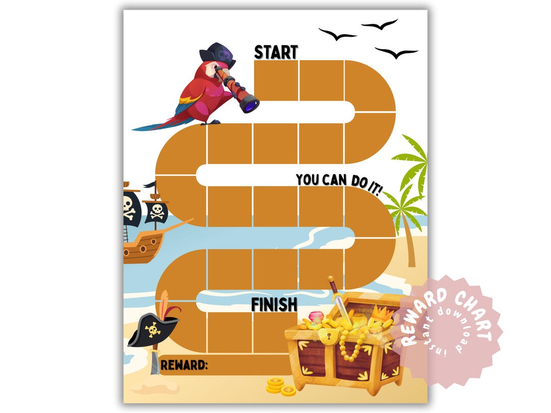 Pirate Reward Chart for Kids – Printable Treasure Hunt Motivation Chart ...