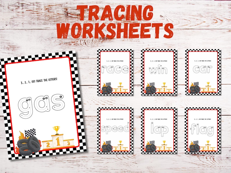 Tracing Worksheets Bundle for Kids | Racing Tracing Paths, Letter ...