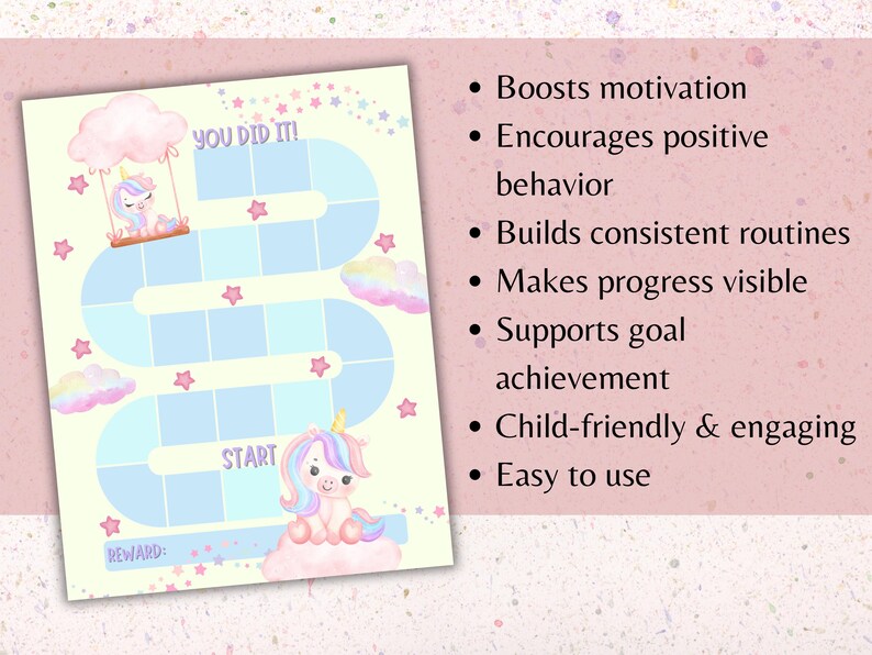 Unicorn Reward Chart Printable for Kids | Pastel Routine, Bedtime ...