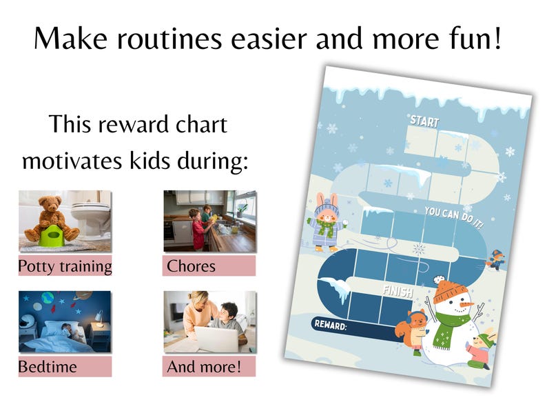 Winter Reward Chart Printable for Kids | Behavior & Motivation Chart ...