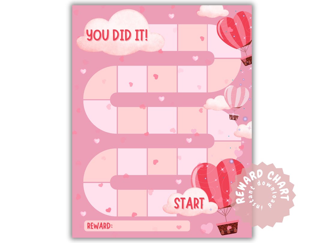 Valentine Motivation Chart for Kids | Pink Love Theme Reward Tracker ...