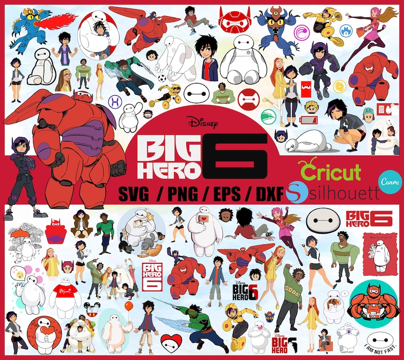 Big Hero 6 Clipart Bundle, Baymax SVG, Cricut & Silhouette (digital ...