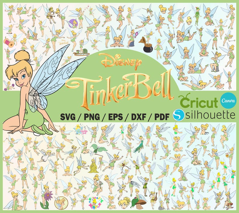 Tinkerbell SVG Clipart Bundle, Disney Fairy Printable Images (digital ...