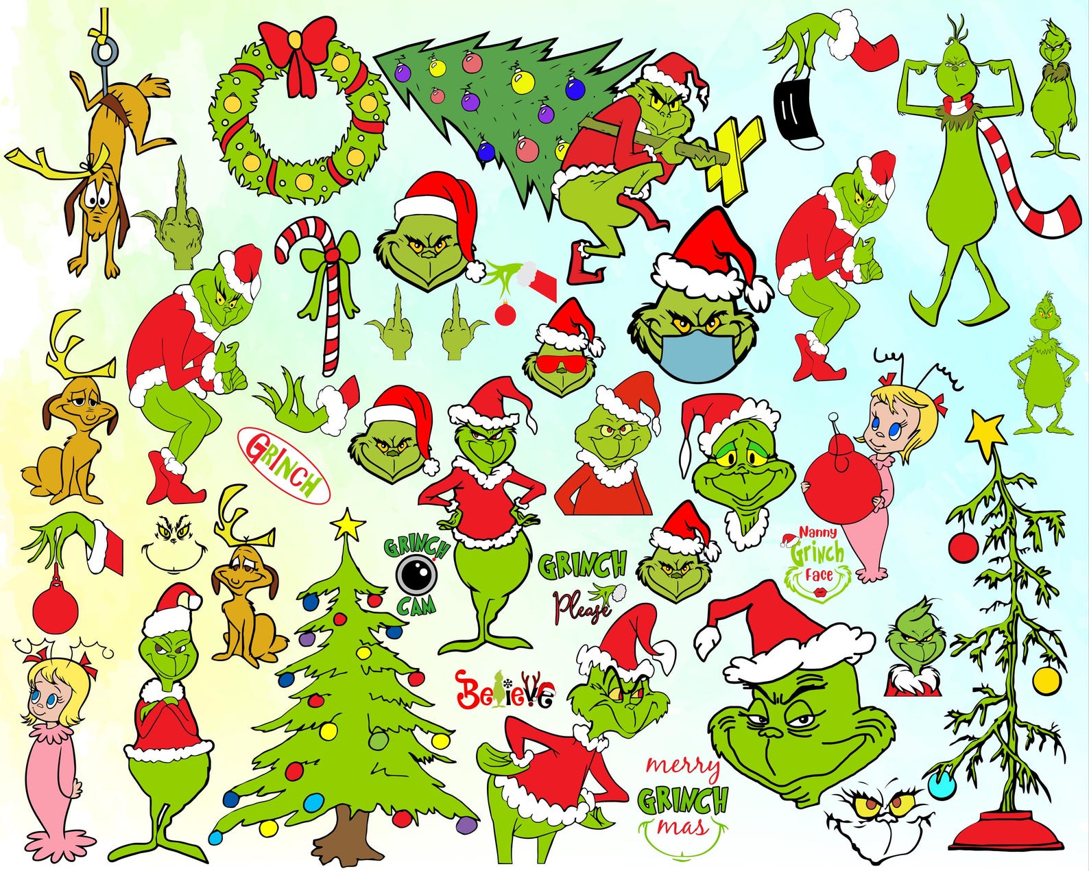 Grinch Christmas SVG Bundle: 100+ Vector Cut Files (digital Download ...