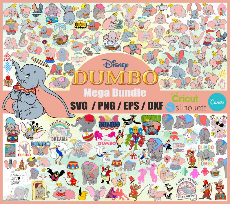 Dumbo Layered SVG, Dumbo PNG, Dumbo SVG, Dumbo Clipart for Cricut ...