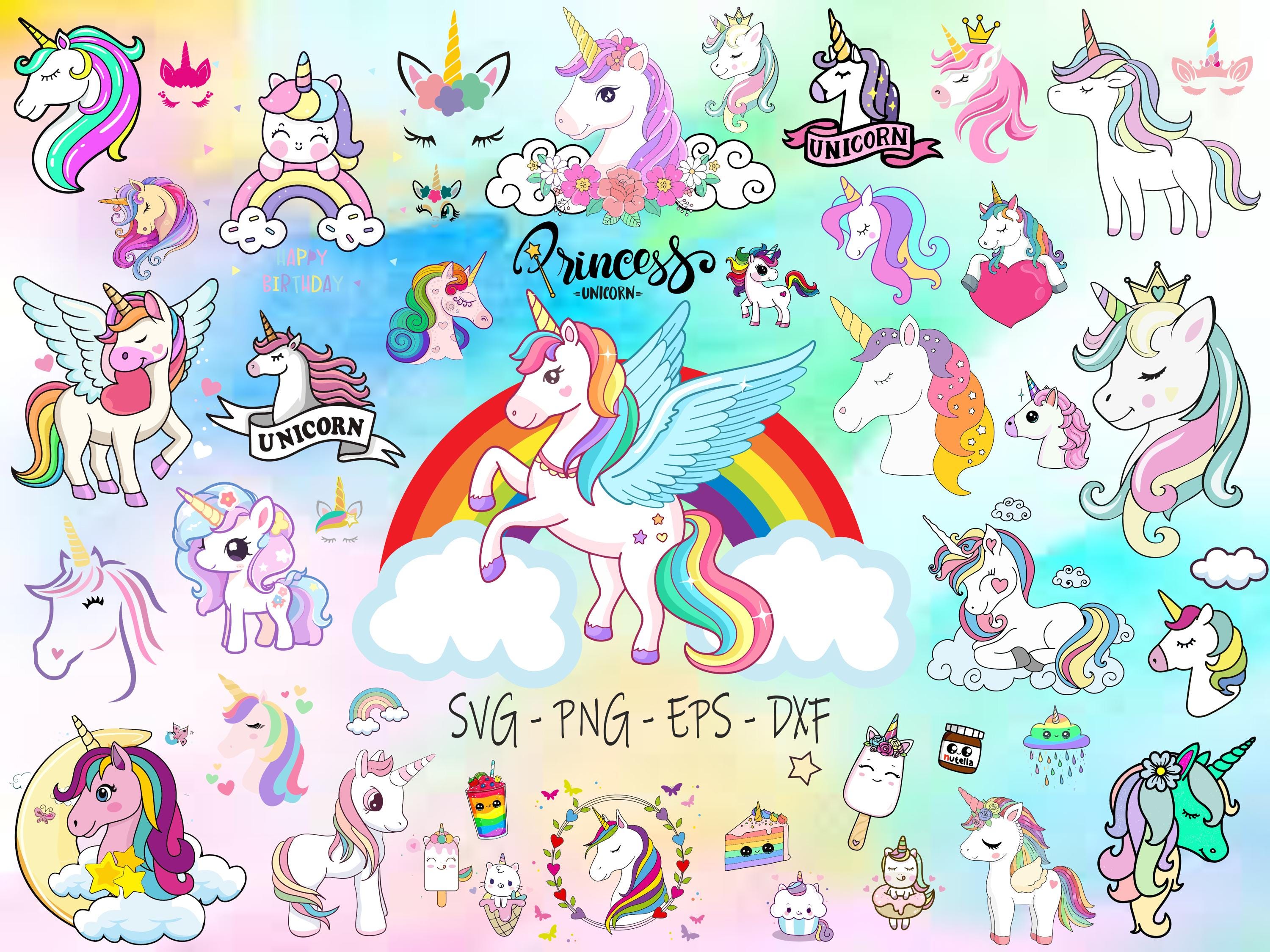 Rainbow Unicorn Clipart, Unicorn PNG, Magic Unicorn PNG, Watercolor ...