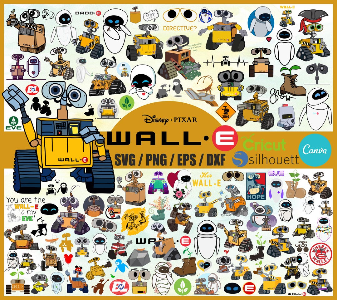 Wall-e SVG Cliparts Bundle, Wall-e PNG Cartoon Cliparts Collection for ...