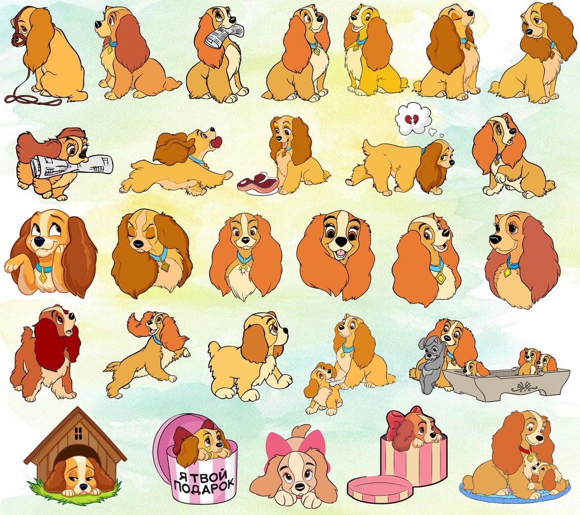 Lady and the Tramp SVG Png Cliparts Bundle, Lady and the Tramp SVG ...