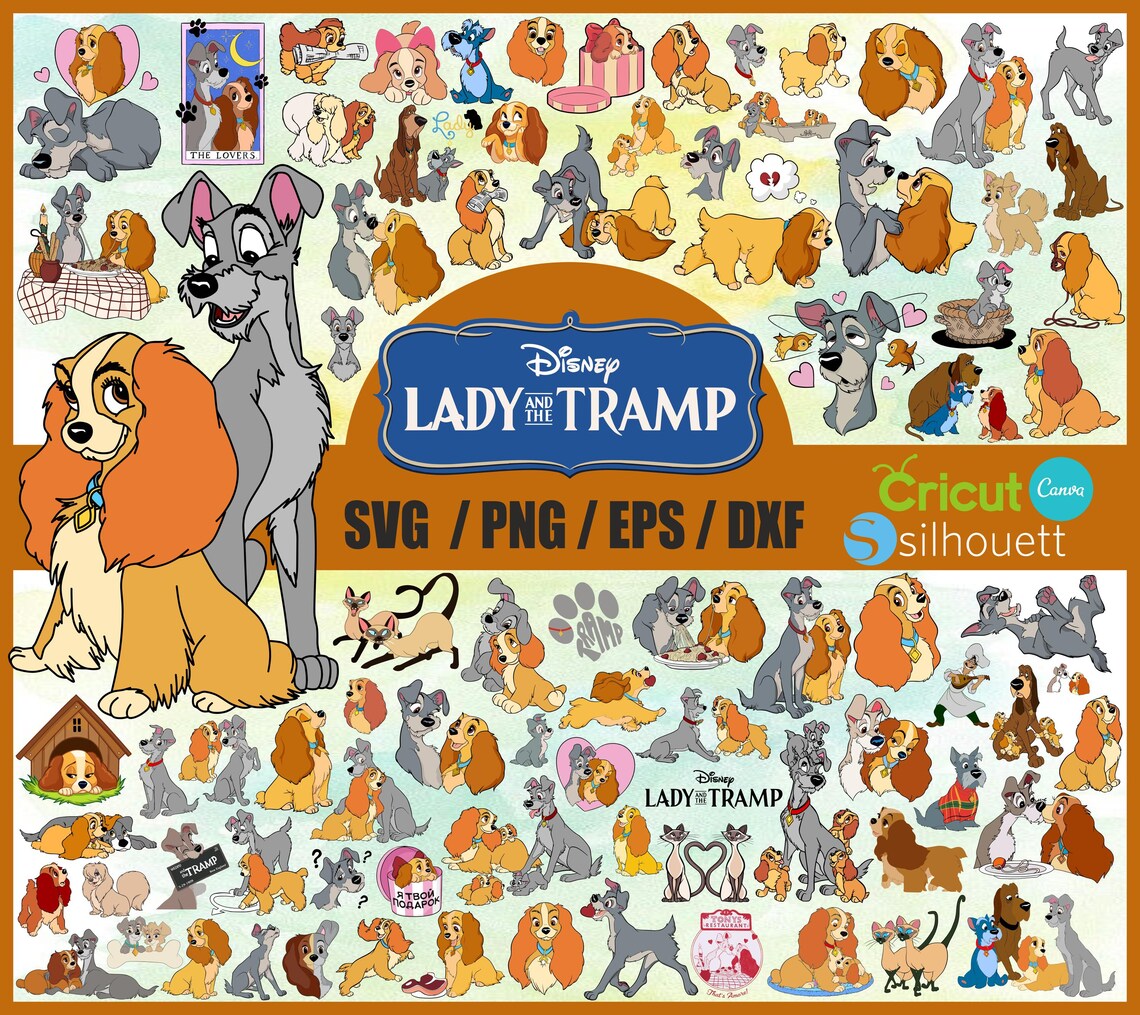 Lady and the Tramp SVG Png Cliparts Bundle, Lady and the Tramp SVG ...