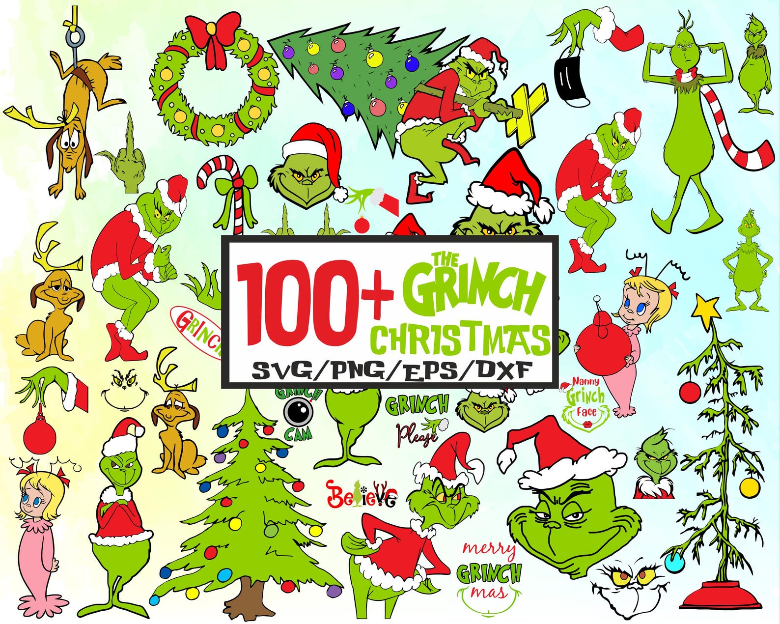Grinch Christmas SVG Bundle: 100+ Vector Cut Files (digital Download ...