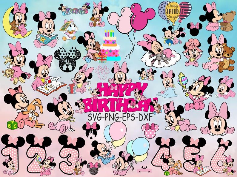 Baby Minnie Mouse SVG: Birthday Party Cricut Files (digital Download ...