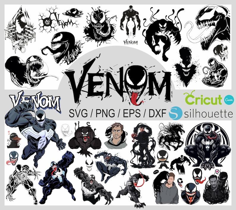 Venom SVG Bundle: Printable Vector Designs, Cricut Cut File (digital ...