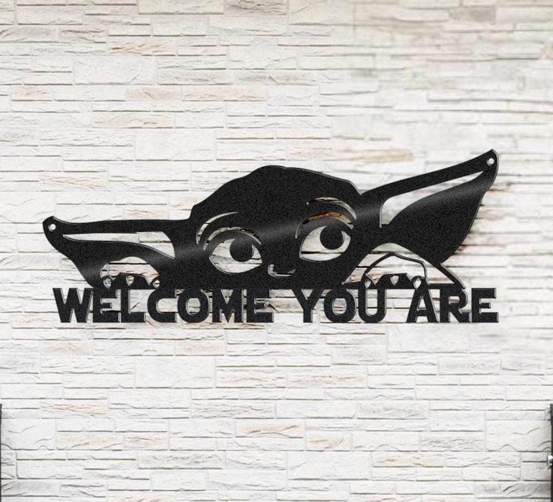 Hiding Yoda Welcome You Are Sign - Baby Yoda Metal Gifts - Metal Wall ...