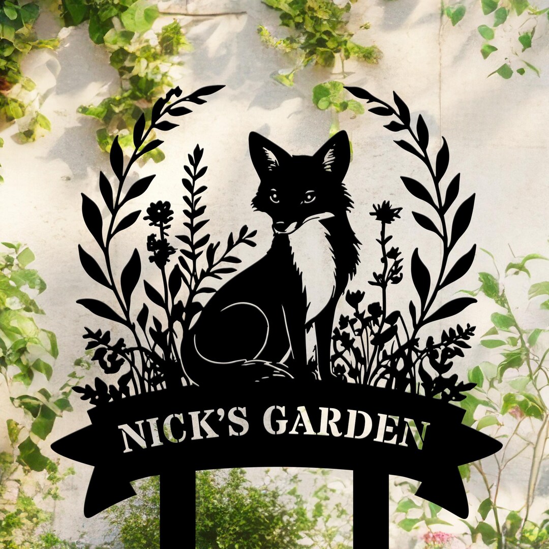 Fox Garden Sign - Fox Cabin Den Sign - Gardener Name Sign - Fox Garden ...