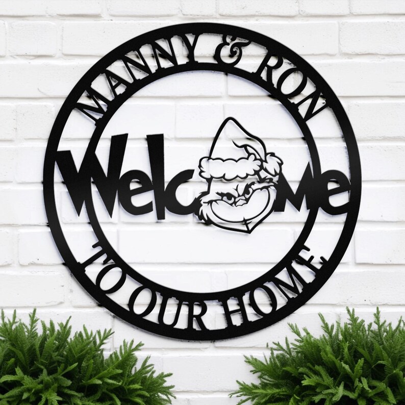 Grinchmas Welcome Metal Sign - Front Entrance Décor - Christmas Festive ...