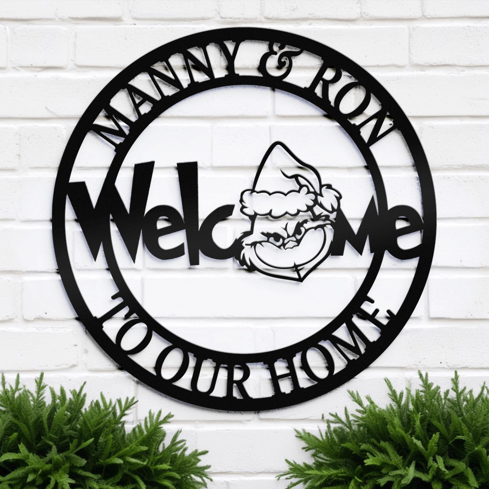 Grinchmas Welcome Metal Sign - Front Entrance Décor - Christmas Festive ...