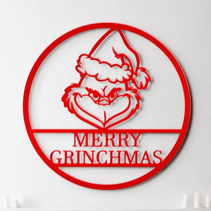 Grinch Face Wreath Sign - Etsy