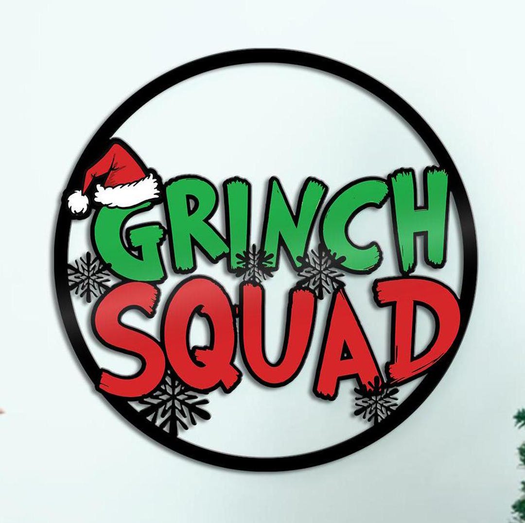 Grinch Squad Christmas Metal Sign - Kids Room Decor Presents ...
