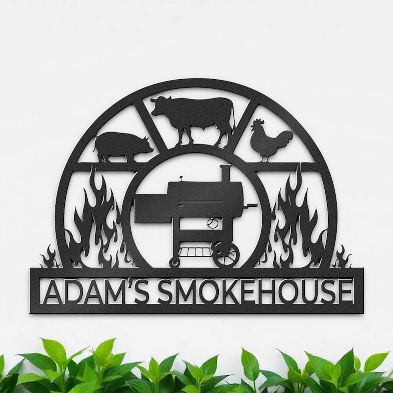Custom BBQ Name Sign - Personalized BBQ Metal Sign - Smokehouse Metal ...