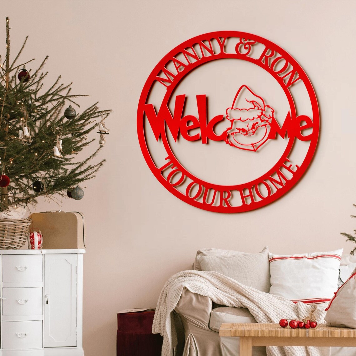 Grinchmas Welcome Metal Sign - Front Entrance Décor - Christmas Festive ...