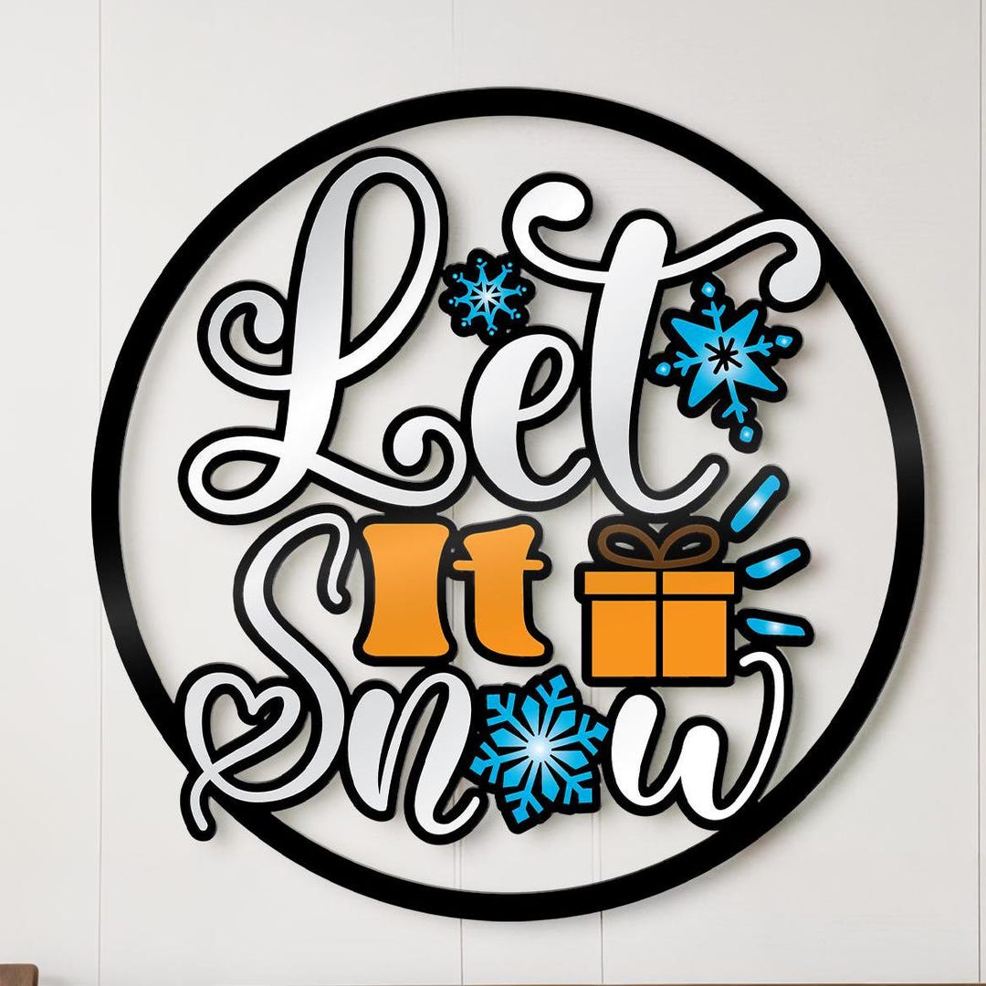 Let It Snow Winter Snowfall Decor Snowflake Christmas Metal Sign Winter ...