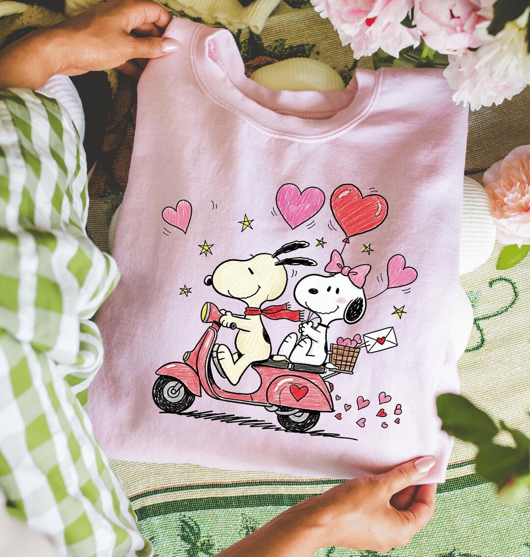 Cute Scooter Dog Couple Shirt, Romantic Puppy Ride Tee, Hand-drawn Love ...