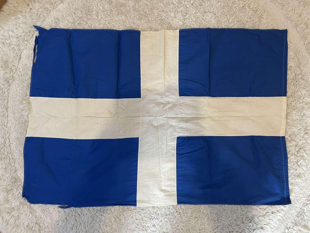 Beautiful Old and Vintage Greek Greece Cross Flag 75 Cm X 108 Cm - Etsy