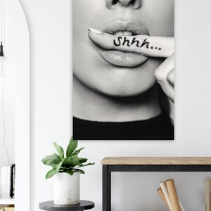 Shhh Lips Art Print: Minimalist Black and White Poster - Etsy