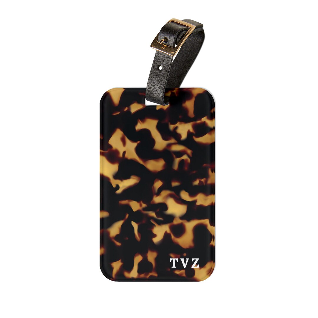 Personalized Tortoise Shell Luggage Tag – Acrylic With Leather Strap - Etsy