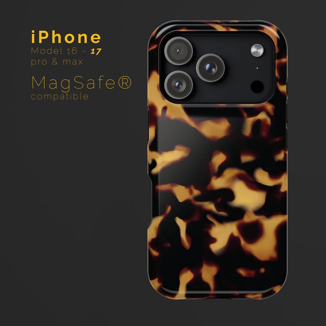 Tortoise Shell iPhone Case With Magsafe, Textured Protective Cover for ...