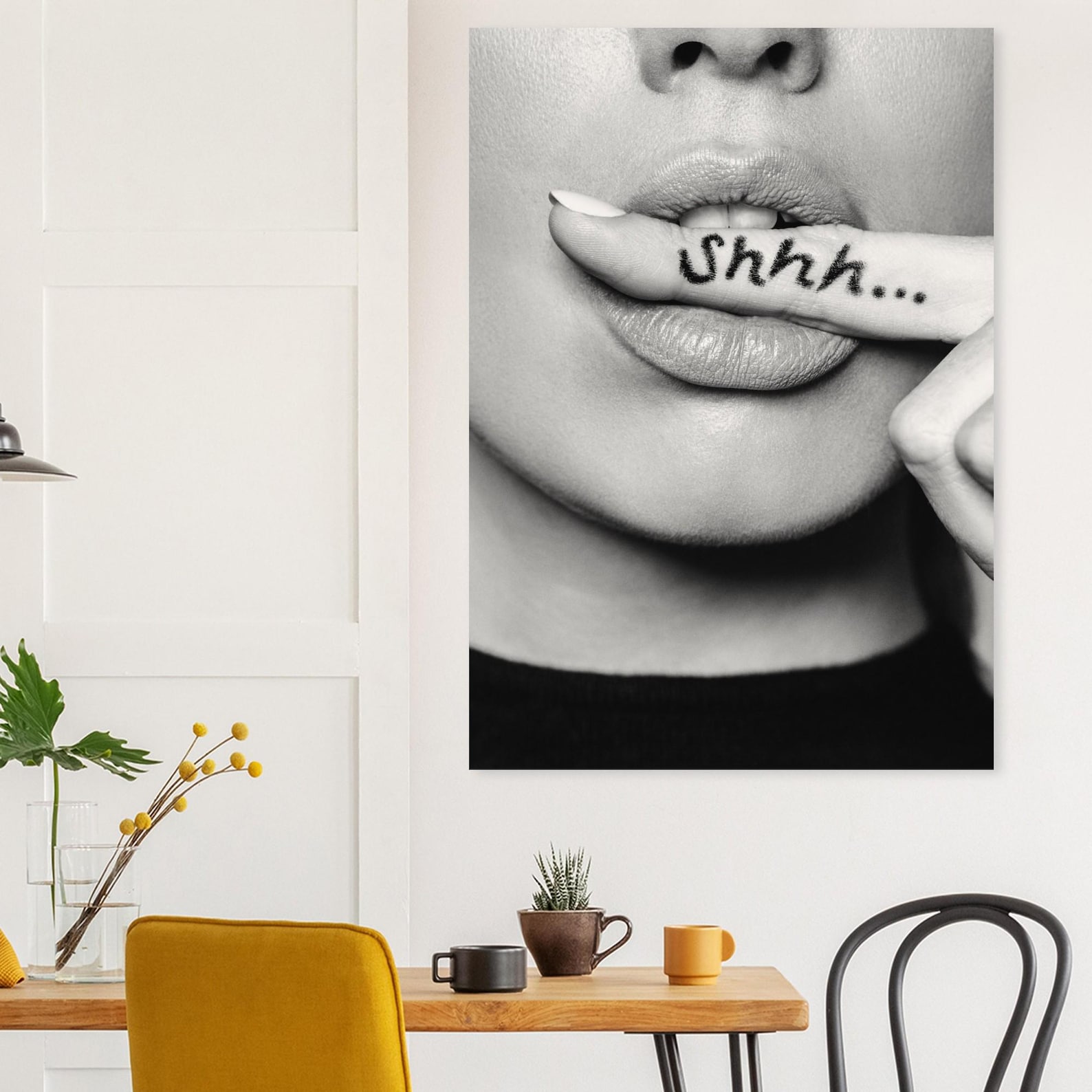 Shhh Lips Art Print: Minimalist Black and White Poster - Etsy