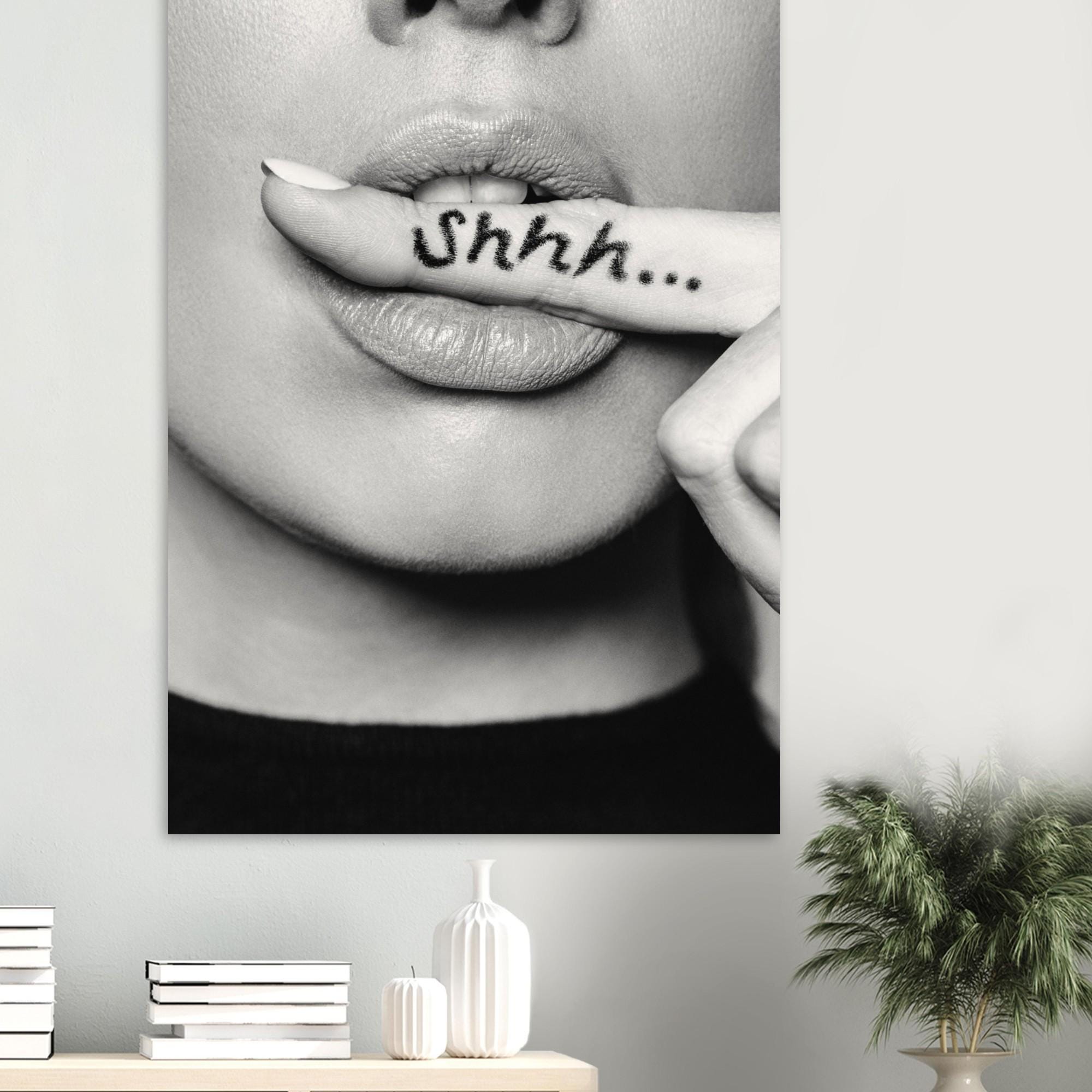 Shhh Lips Art Print: Minimalist Black and White Poster - Etsy