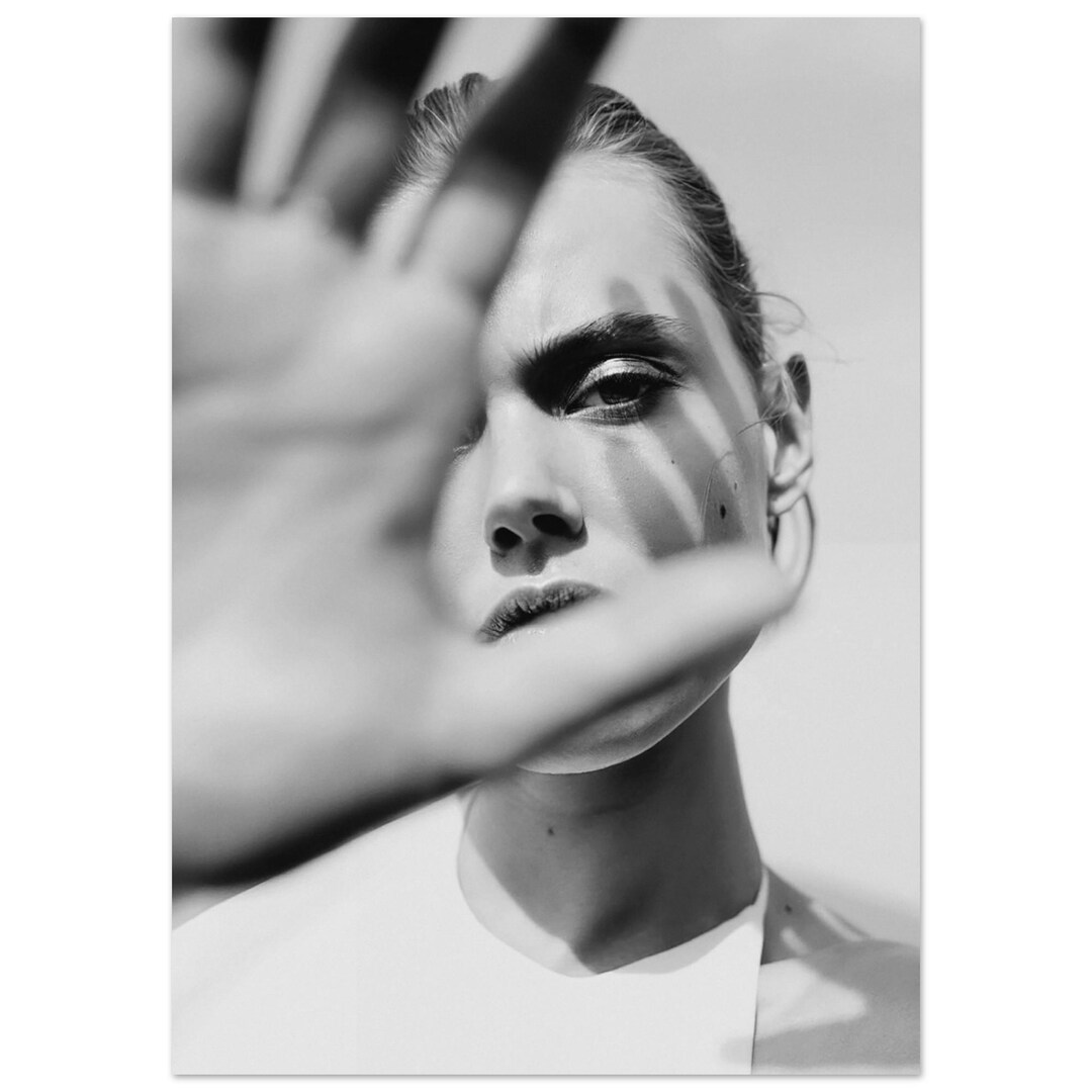 Shadow Portrait Poster: Minimalist Black and White Woman Art - Etsy