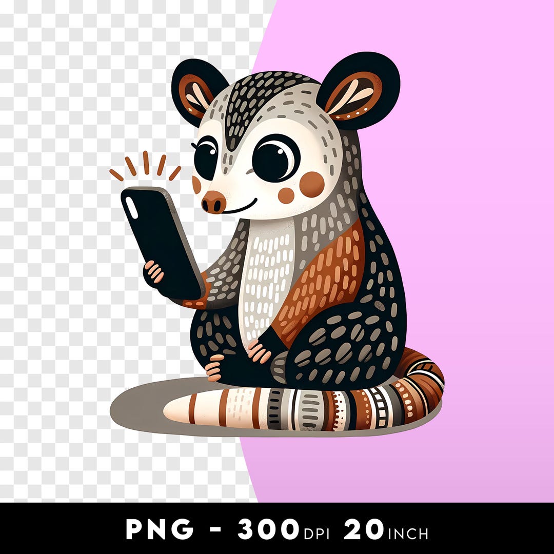 Possum With Phone PNG Clipart – Animal Illustration (digital Download ...