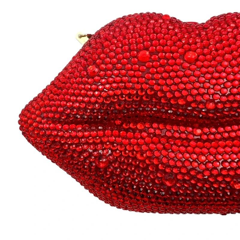 Women's Red Crystal Lips-shaped Clutch | Luxury Design Handbag ...