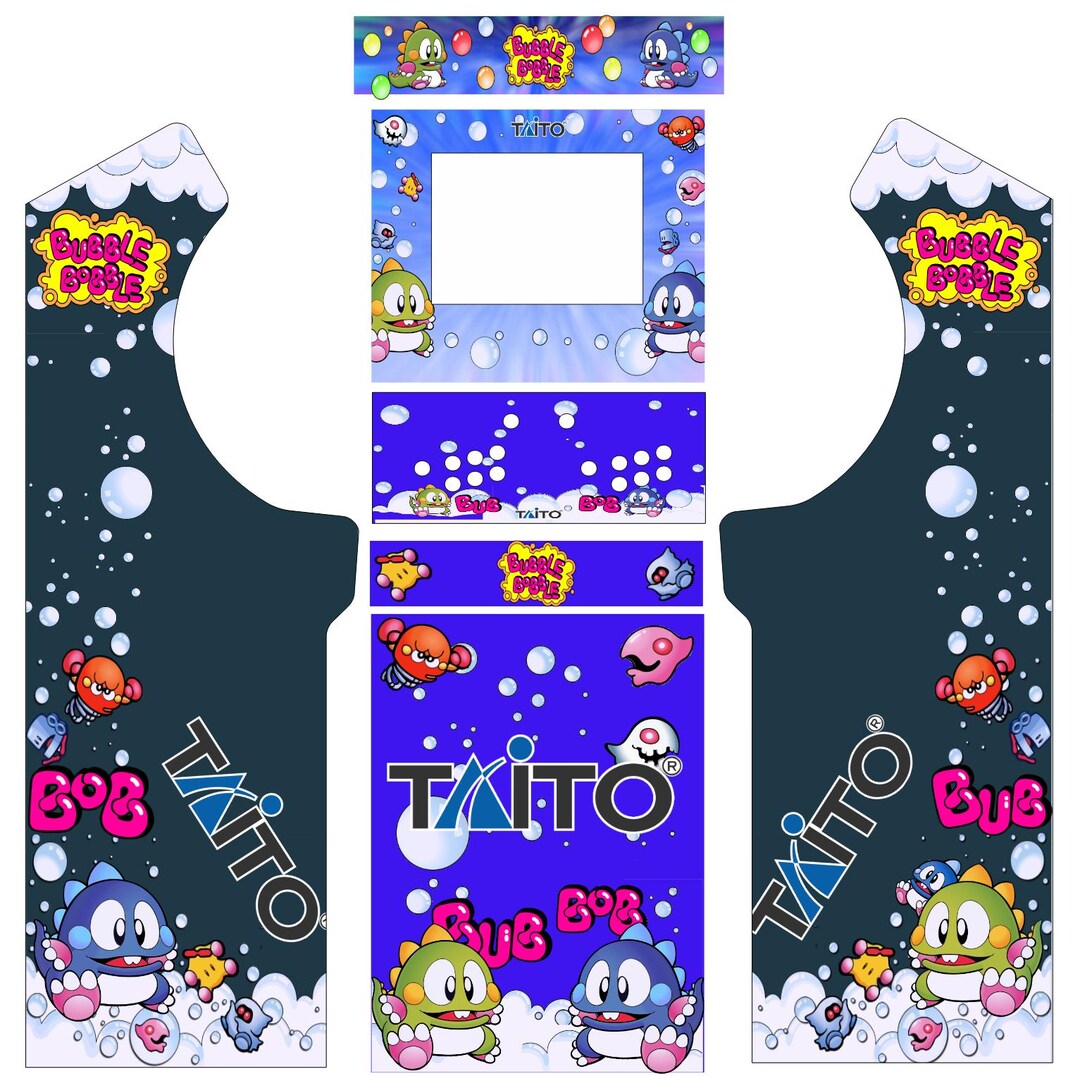Bubble Bobble Arcade Cabinet Vinyl Sticker | Digital Download for Retro ...