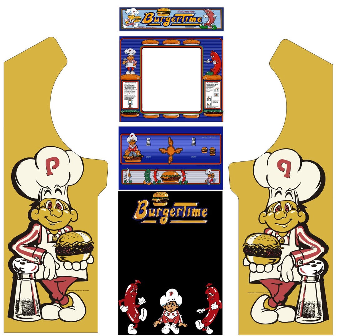 Burgertime Full-size Arcade Vinyl Artwork | Classic 80s Retro Game ...