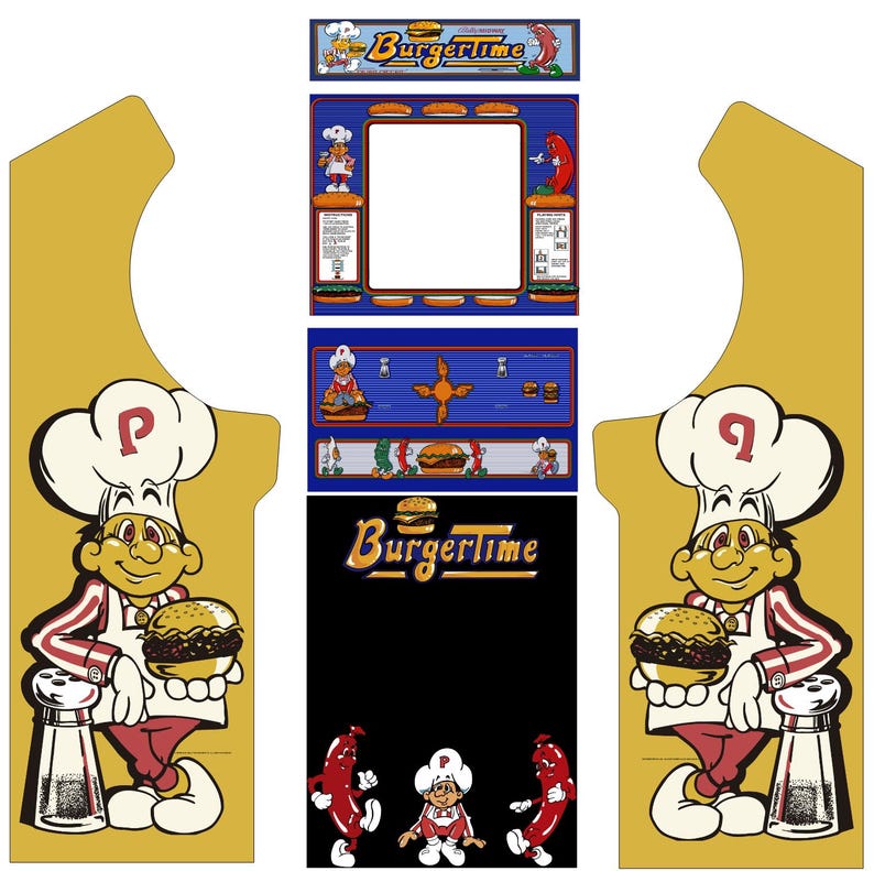 Burgertime Full-size Arcade Vinyl Artwork | Classic 80s Retro Game ...