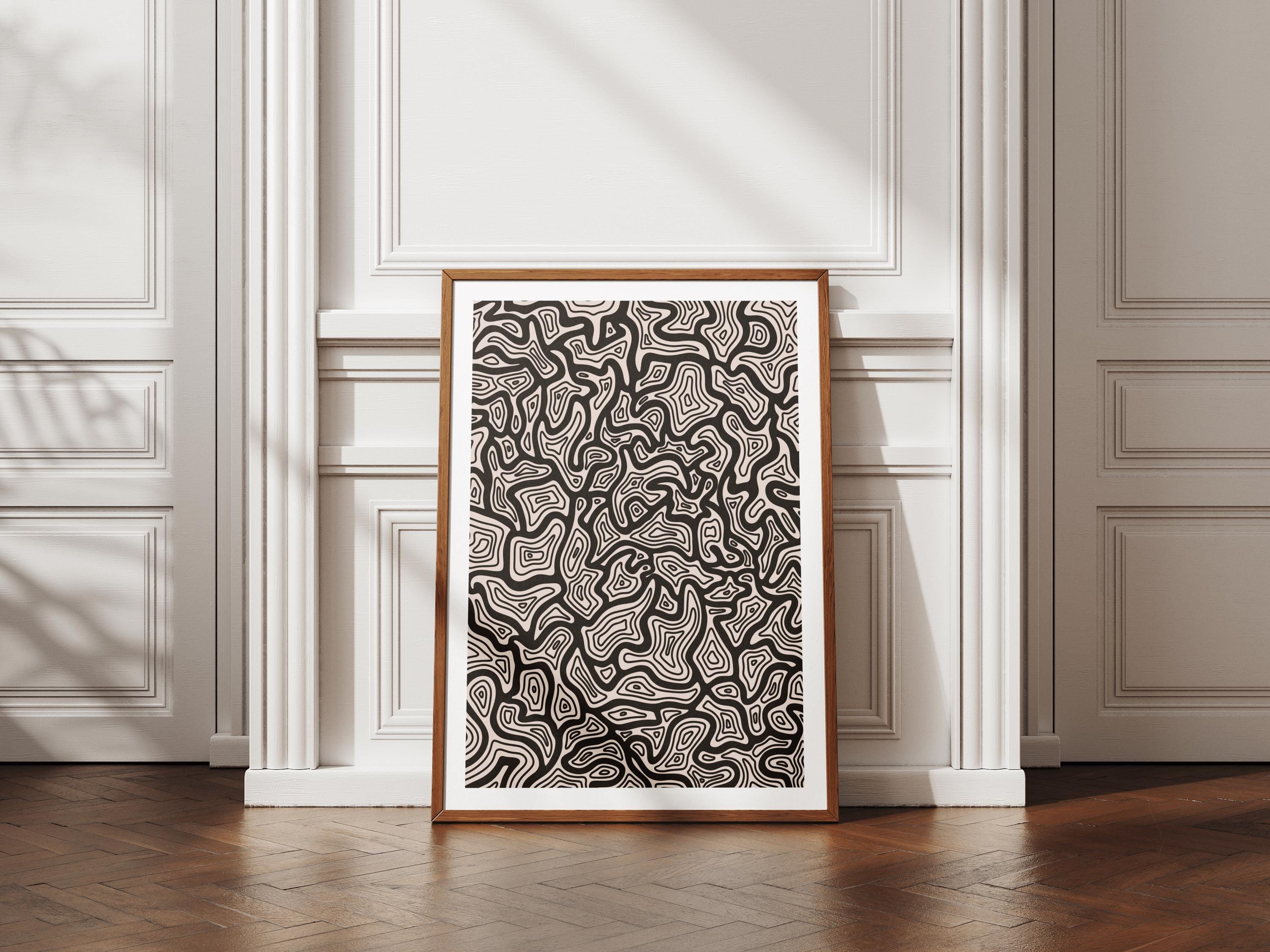 Topography Line Art, Contour Line Wall Art, Abstract Map Art Print ...