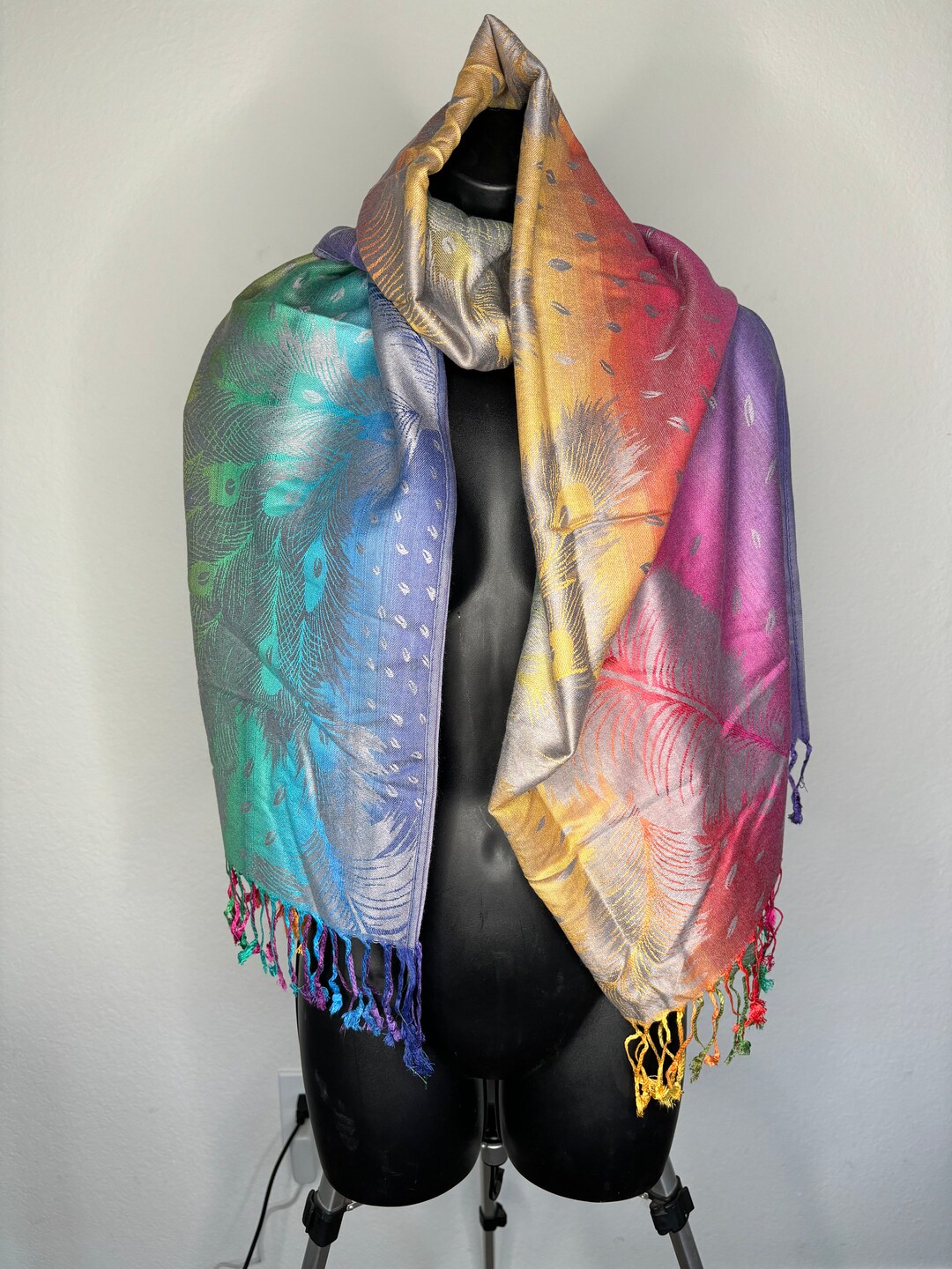 Rainbow Festival Scarves Wedding Pashmina Head Cover Floral Bohemian ...