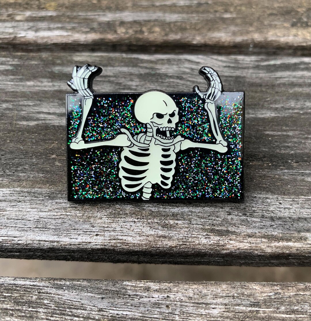 Glow-in-the-dark Frustrated Skeleton Enamel Pin - Etsy