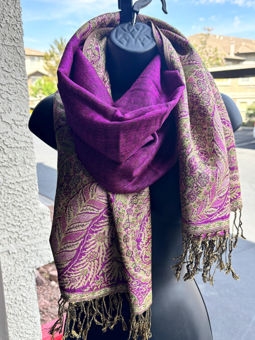 Deep Violet Paisley Print Festival Scarves Wedding Pashmina Head Cover ...