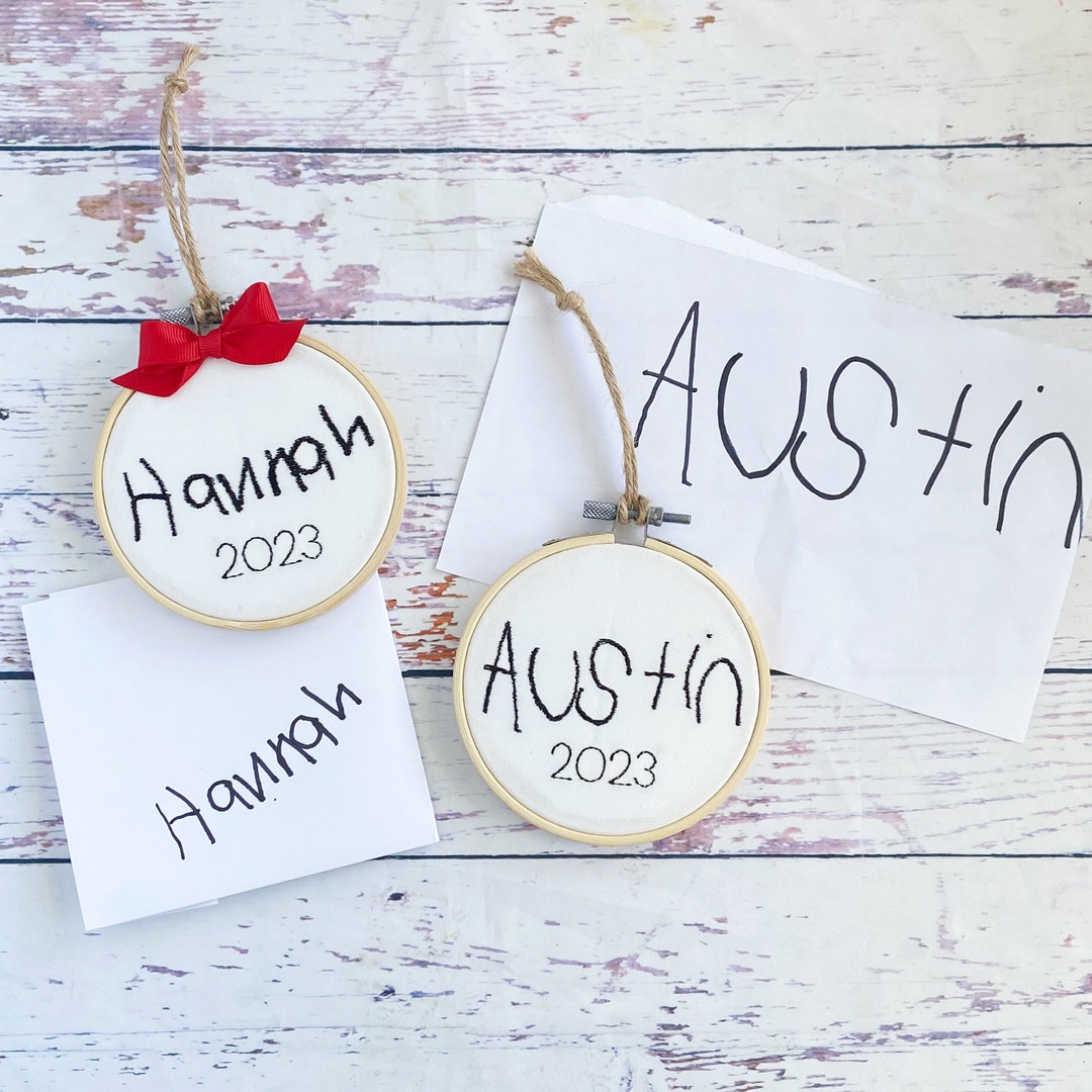 Handwriting Name Ornament - Embroidered Name Ornament - Etsy