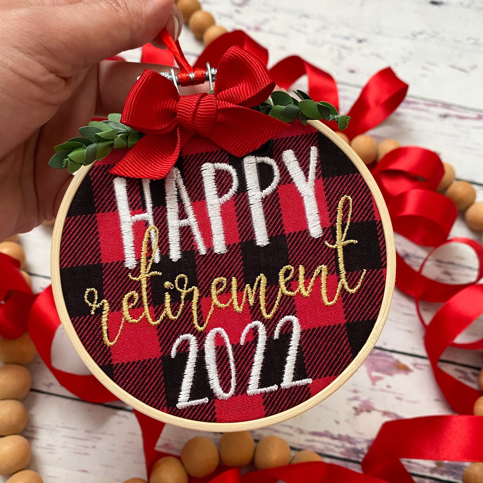 Happy Retirement Christmas Hoop Ornament - Retirement Gift - Etsy